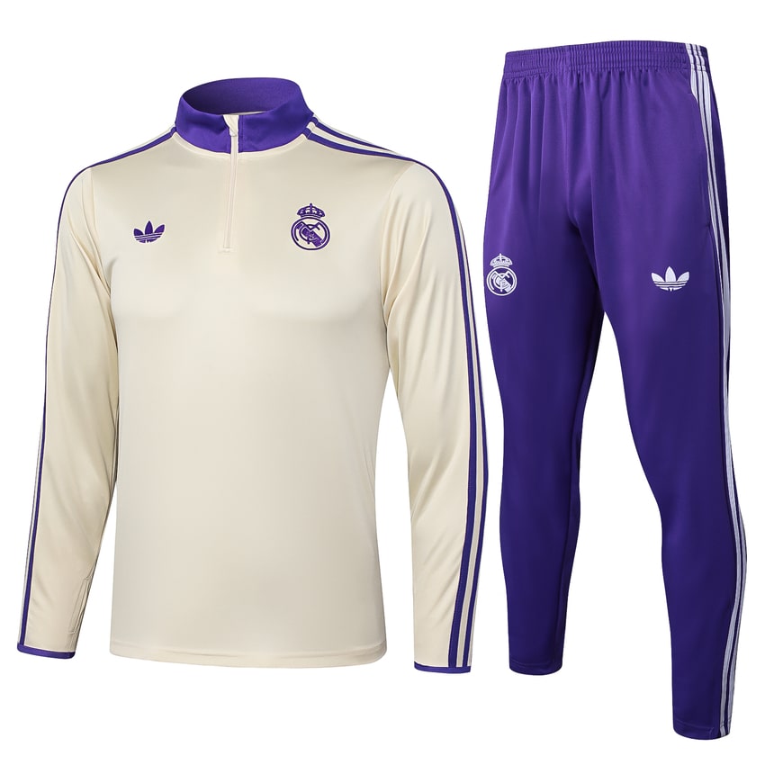 Survetement Real Madrid Training Homme/Enfant 2025 2026 Beige Violet ...